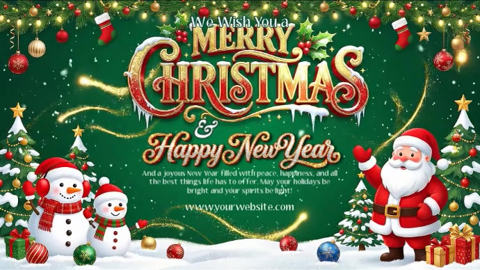 Green 3d Christmas Wishes Digital Display (16:9) Template | PosterMyWall