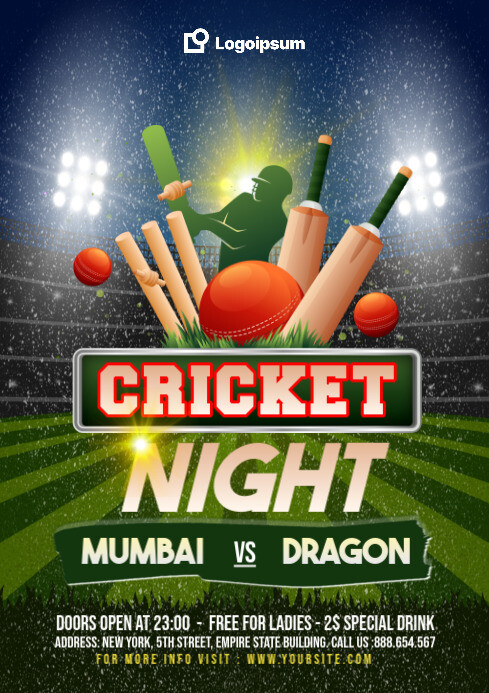 Copy of Green 3d Cricket Flyer A4 | PosterMyWall