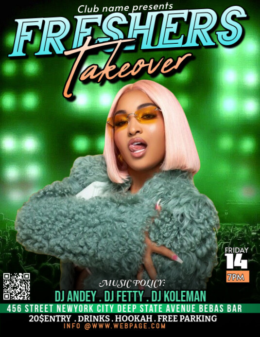 Green 3d Freshers Takeover Party Flyer (us Letter) Template | PosterMyWall