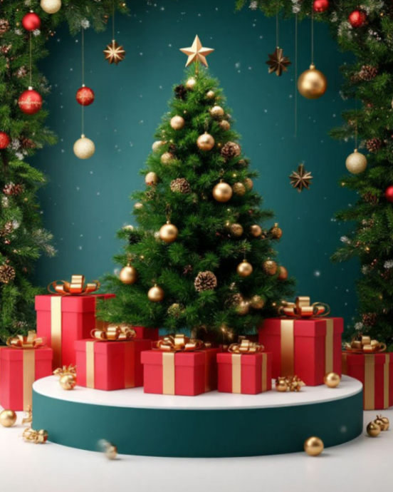 Green 3d Golden Christmas Elegance Instagram Portrait Template ...
