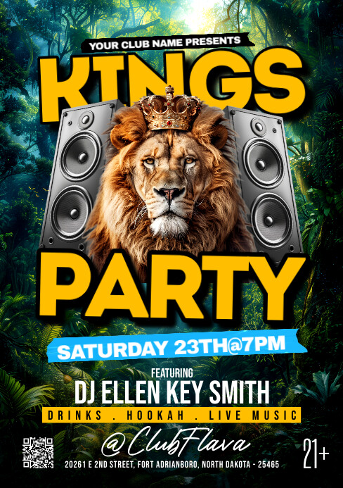 Green 3d Kings Party A5 Template | PosterMyWall