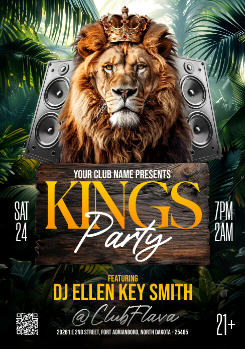 Green 3d Kings Party A5 Template | PosterMyWall