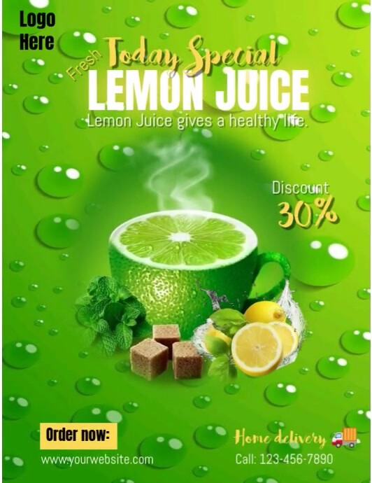 Copy of Green 3d Lemon Juice Promo Poster Flyer (us Letter) | PosterMyWall