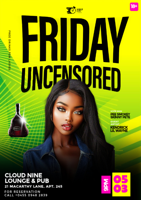 Green 3D Maximalist Friday Night Club Party Event Flyer A4 Template ...