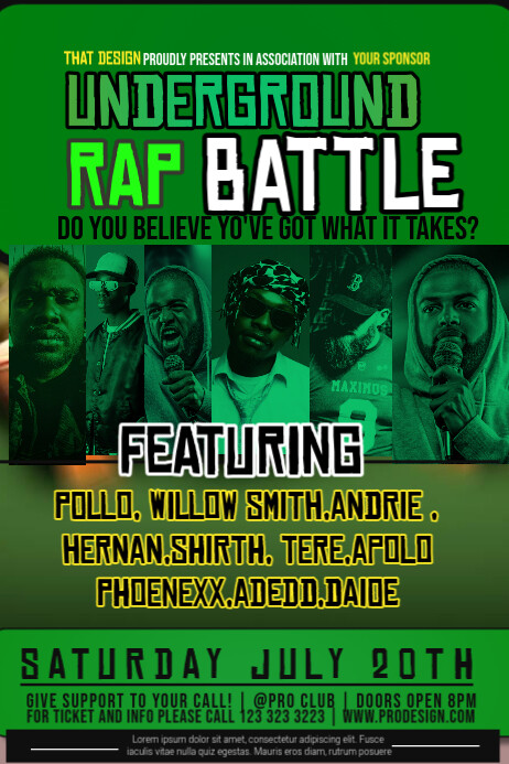 Plantilla de Green 3d Rab Battle No Mercy Poster | PosterMyWall