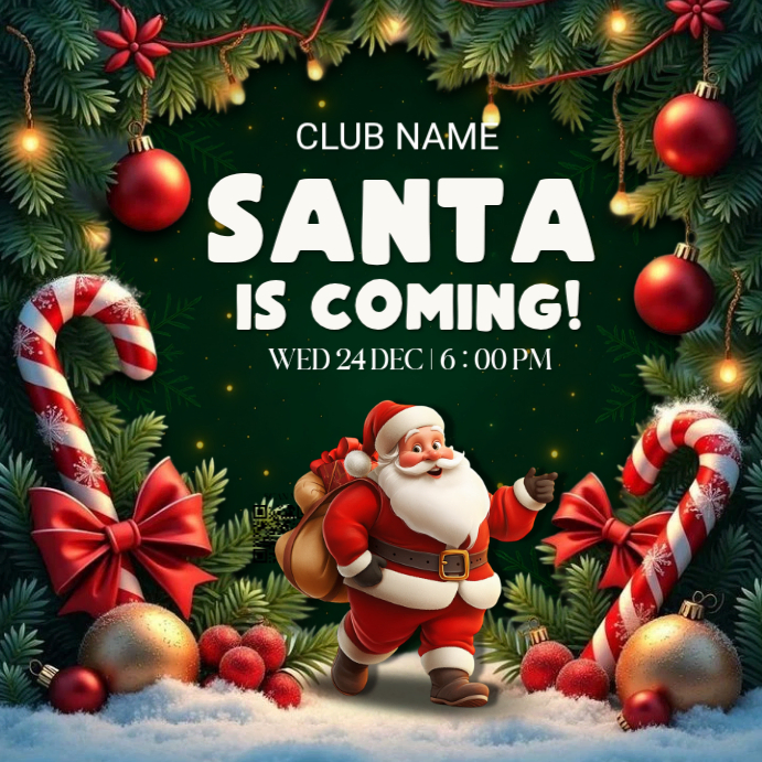 Plantilla de green 3d Santa Is Coming Instagram Post | PosterMyWall