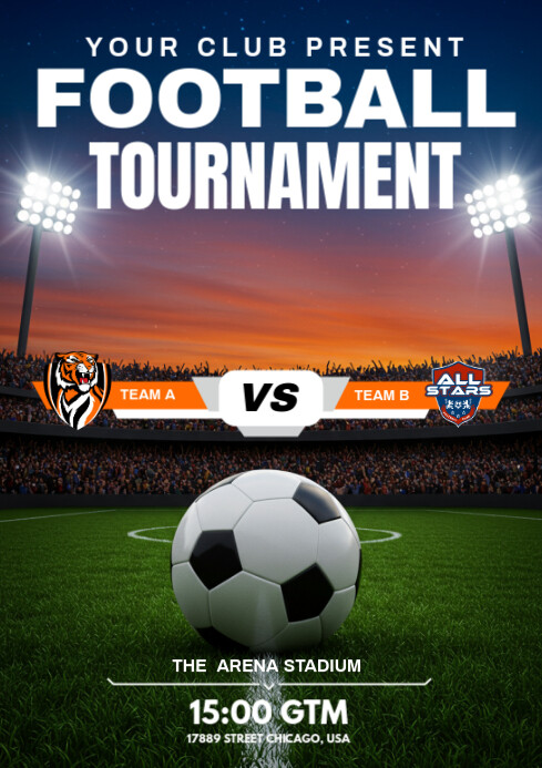 Green 3d Soccer Football Match Flyer A4 Template | PosterMyWall