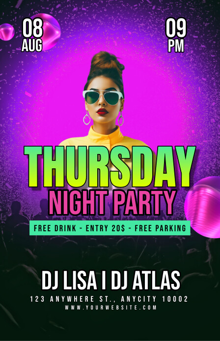 Green 3d Thursday Night Party Tabloid Templat | PosterMyWall