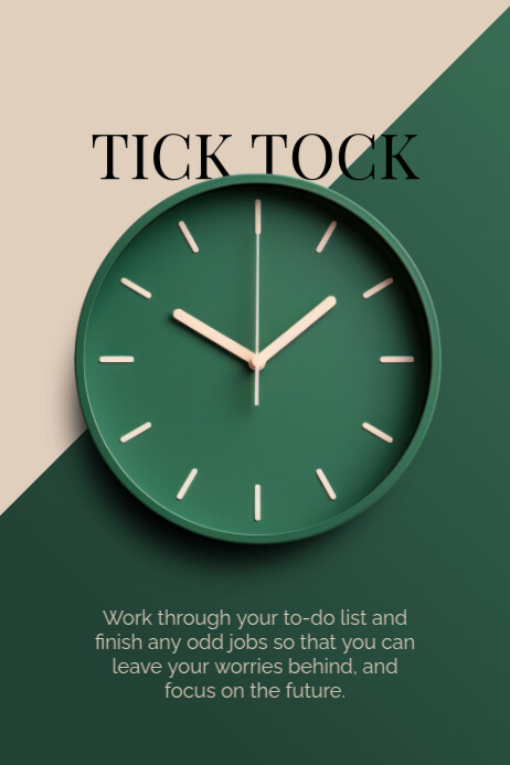 Green 3d Tick Tock Day Poster Template | PosterMyWall