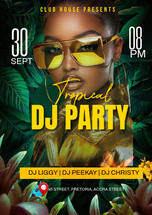 Green 3d Tropical Summer Party A4 Template | PosterMyWall