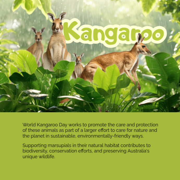 Copy of Green 3d World Kangaroo Day Instagram Post | PosterMyWall