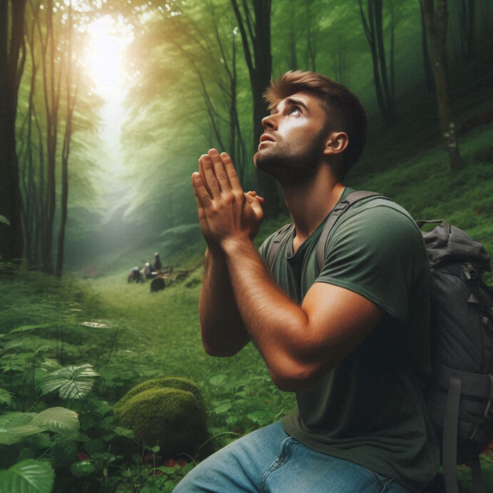 Green Abstract Praying Man Instagram Post Templat | PosterMyWall