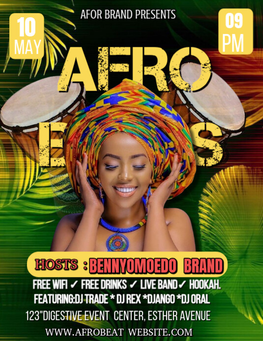 Plantilla de Green Afrobeat Flyer Flyer (us Letter) | PosterMyWall