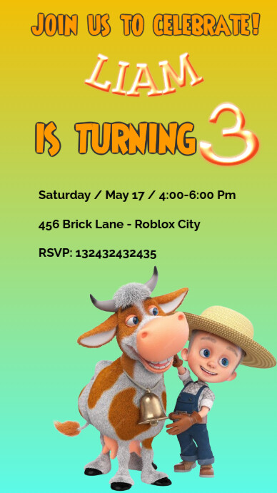 Modèle Green Alegre Zenon Farm Invitation Card Pantalla Digital (9:16 ...