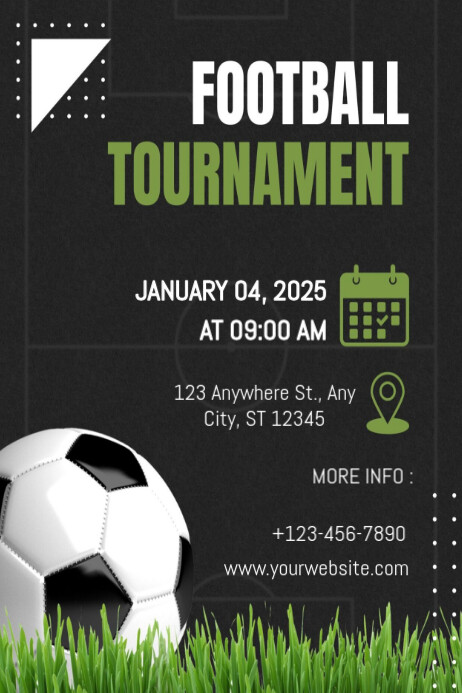 Green And Black Football Tournament Poster Design | Football Tournament ...