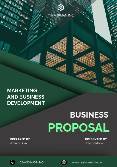 Green and Black Modern Bold Business Proposal Cover Page Document ...