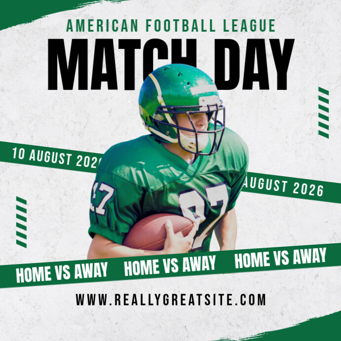 Green and Black Modern Geometric American Football Match Day Instagram ...