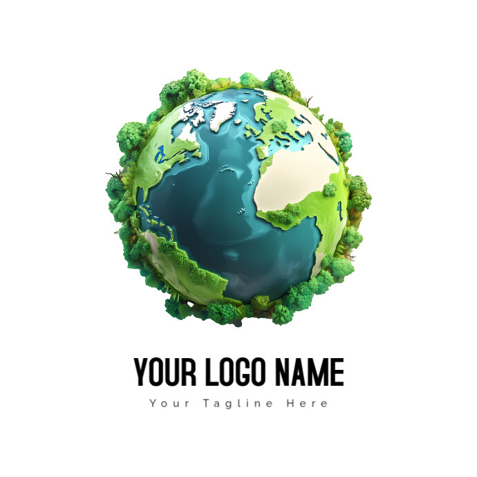 Green And Blue Earth With Trees Logo Template | PosterMyWall