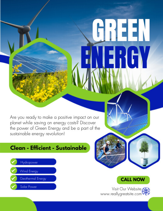 Green And Blue Modern Green Energy Flyer Template | PosterMyWall