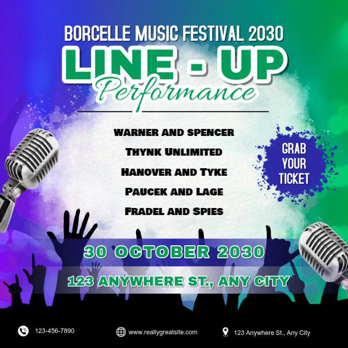 Copy of Green and blue Modern Music Festival Line Up Performances ...