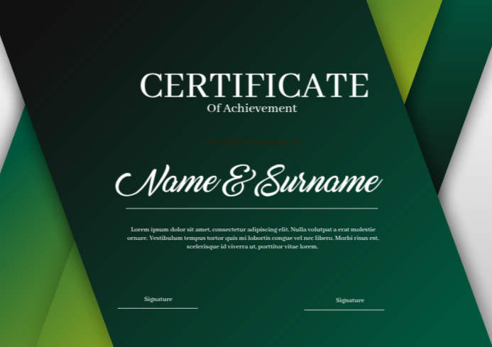 Green and Dark Green Creative Certificate of Appreciation Template ...