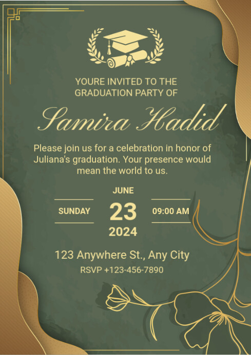 Green And Gold Graduation Templates