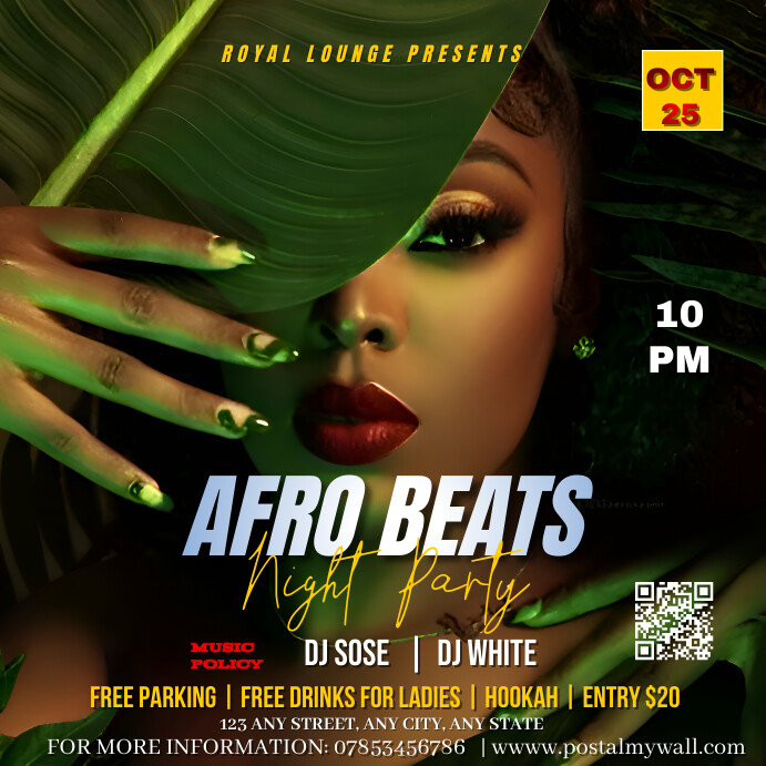 Green and gold Maximalist Afro Beat Night Par | PosterMyWall