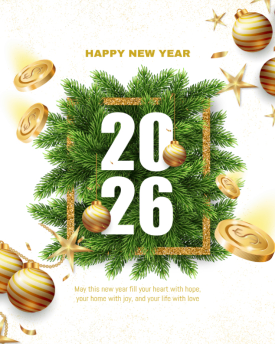 Green and Gold Modern Happy New Year Instagram Post Template | PosterMyWall