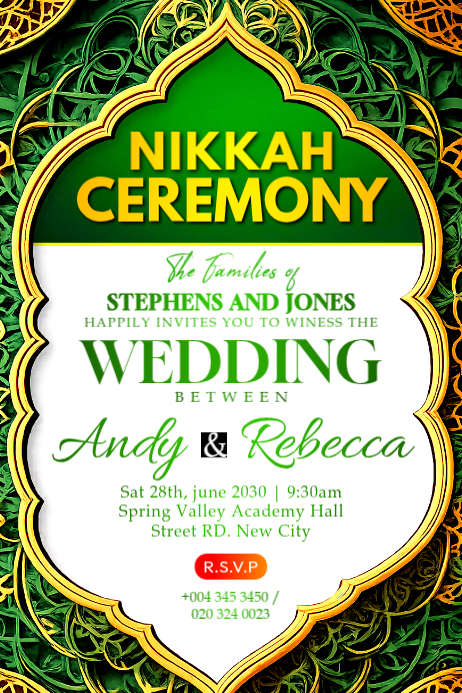 White Nikkah Ceremony Posters Template | PosterMyWall
