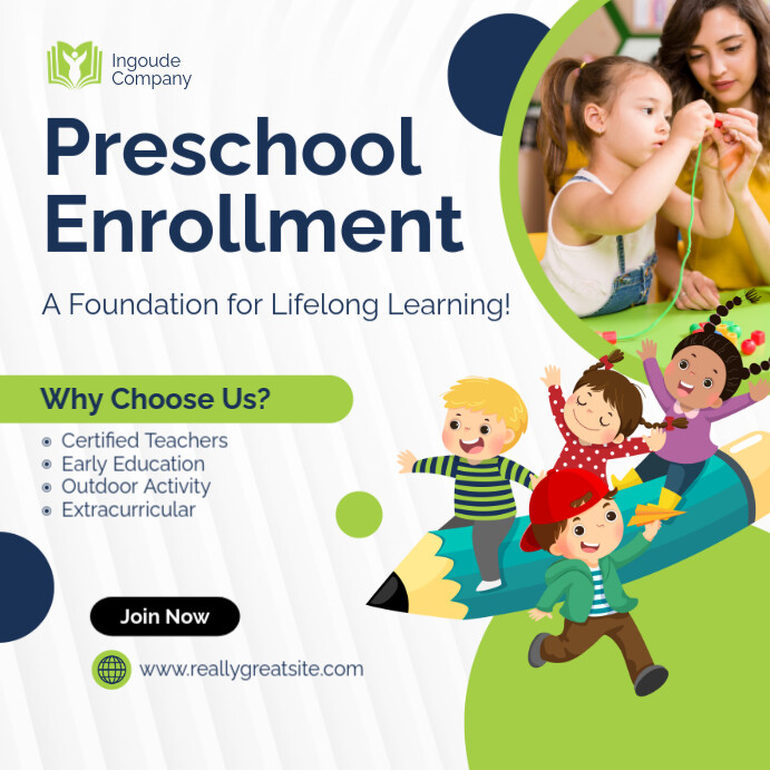 Copy of Green and Navy Modern Preschool Enrollment Instagram Post ...