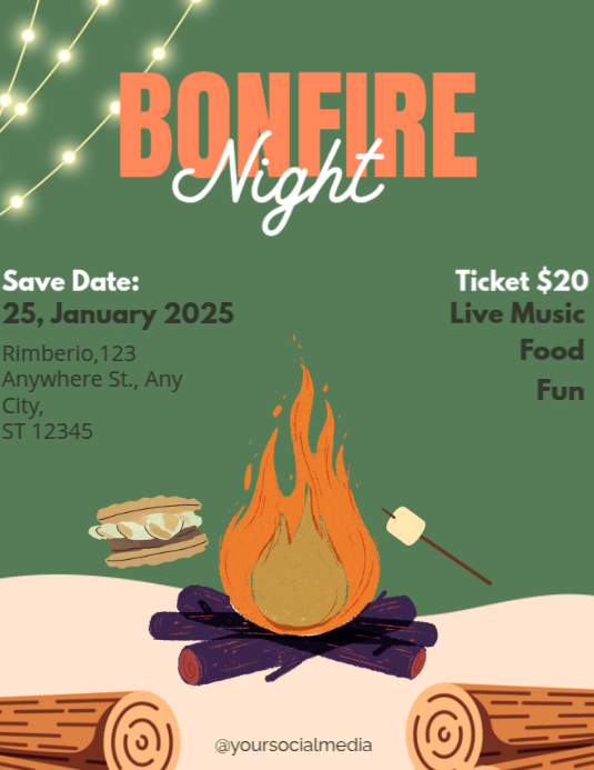 Copy of Green and Orange List-Based Bonfire Night Flyer (Us Letter ...