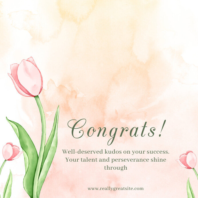Green And Pink Watercolor Congratulations Car Template | PosterMyWall