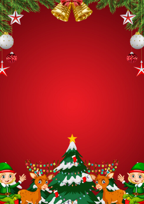 Green and Red Modern Illustrative Christmas Background Flyer Template ...