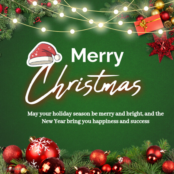 Green and Red simple Merry Christmas Instagram post Template | PosterMyWall