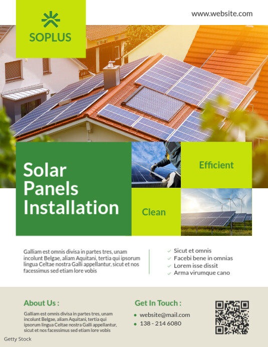 Copy of green and white and grey solar panels install | PosterMyWall