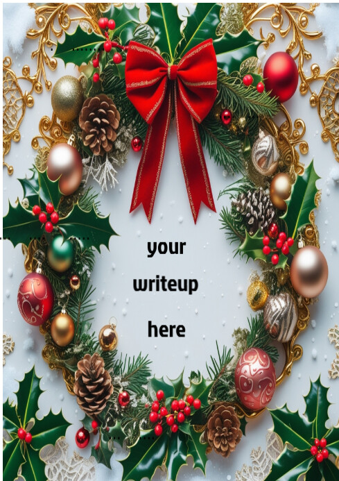 Green and white flowered Christmas frame design Template | PosterMyWall
