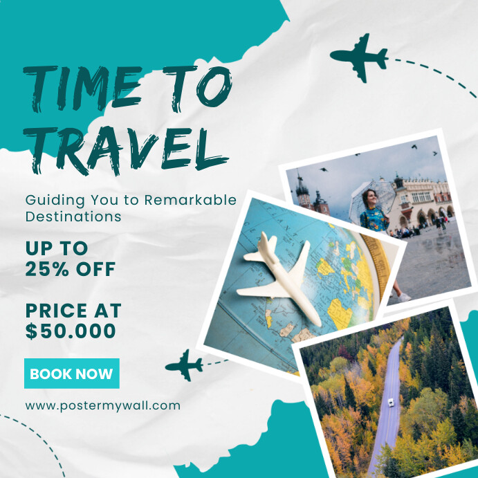 Green and White Grunge Travel and Tourism Ins Template | PosterMyWall