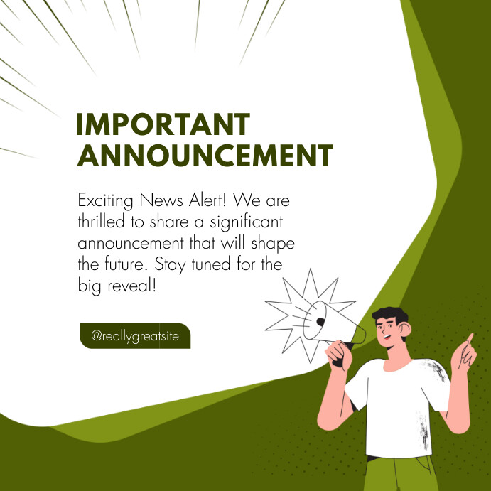 Green And White Illustrative Important Announ Template | PosterMyWall