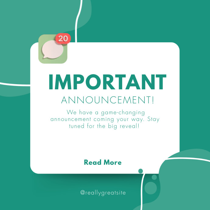 Green And White Illustrative Important Announ Template | PosterMyWall