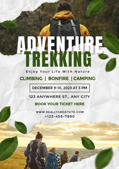 Copy of Green and White Minimalist Trekking Poster A4 Poster Flyer ...