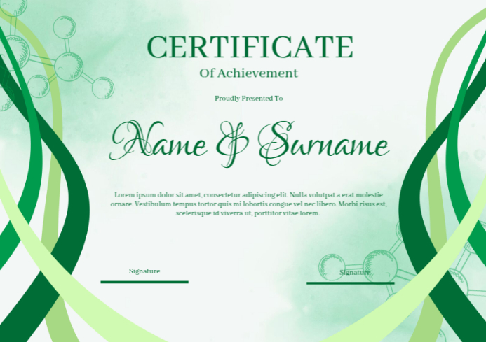Green and White Modern Certificate of Achievement Certificate Template ...