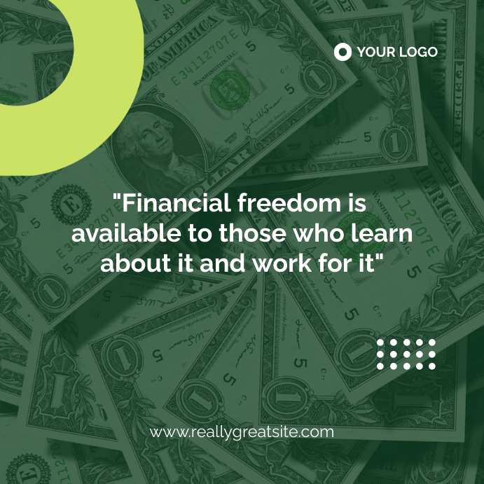 Green and White Modern Financial Freedom Templat | PosterMyWall