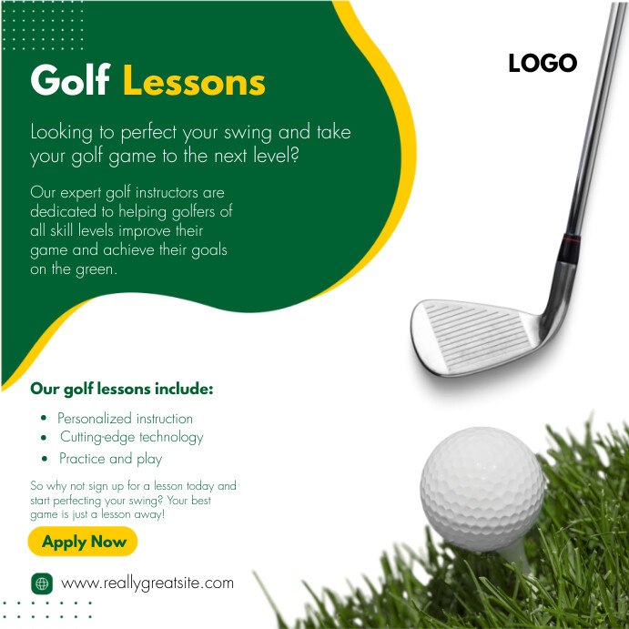 Green and White Modern Golf Lessons Facebook Template | PosterMyWall