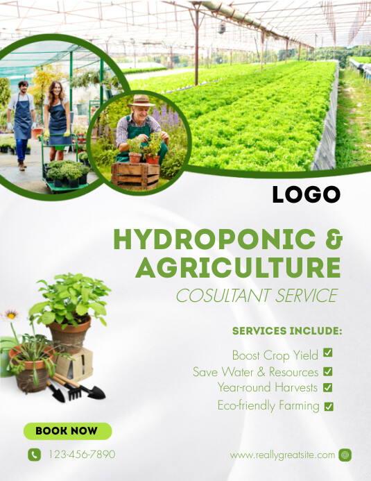 Copy of Green and White Modern Hydroponic & Agricultu | PosterMyWall
