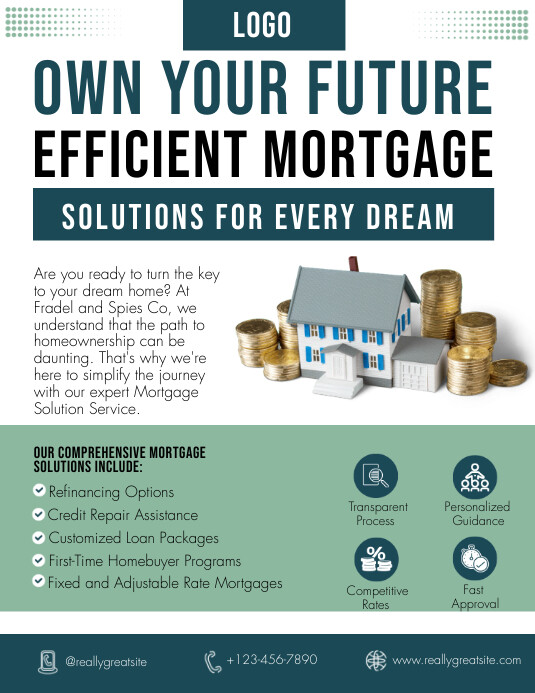 Green and White Modern Mortgage Solution Serv Template | PosterMyWall