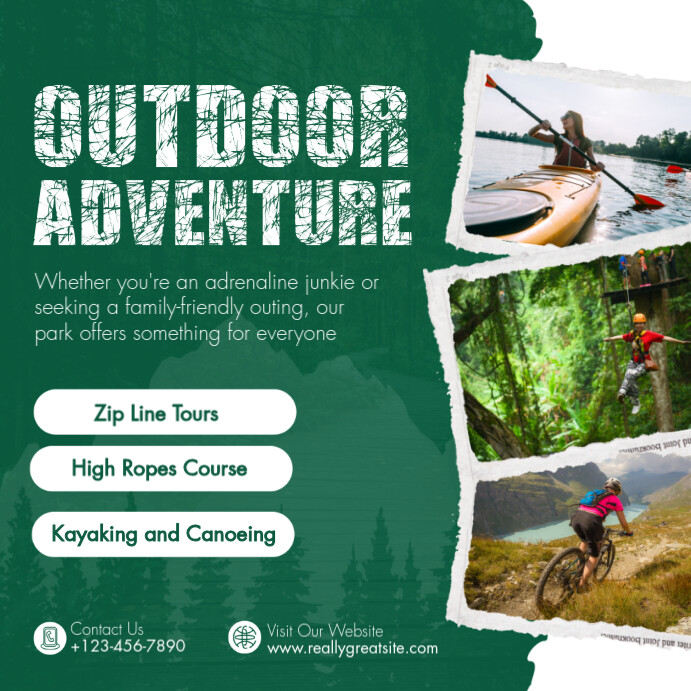 Green and White Modern Outdoor Adventure Park Instagram Post Template ...