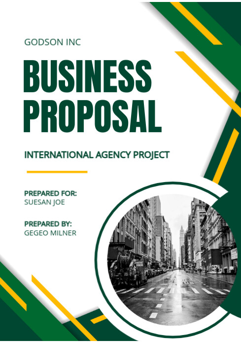 Green and White Modern Proposal Cover Page Template | PosterMyWall