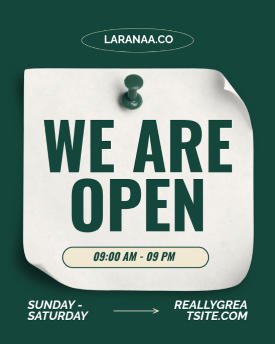 Copy of Green and White Simpel We Are Open Instagram Post | PosterMyWall