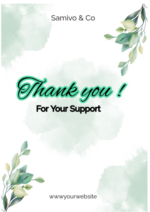 Green and White Watercolour Thank You Flyers Template | PosterMyWall