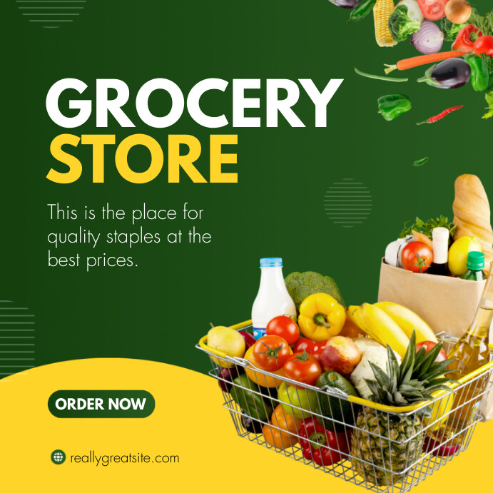 Copy of Green and Yellow Minimalist Grocery Store Ins | PosterMyWall